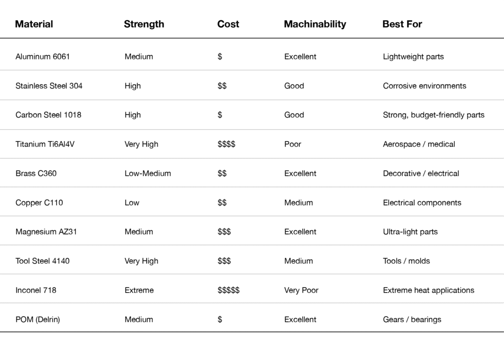 Top 10 Materials for CNC Machining